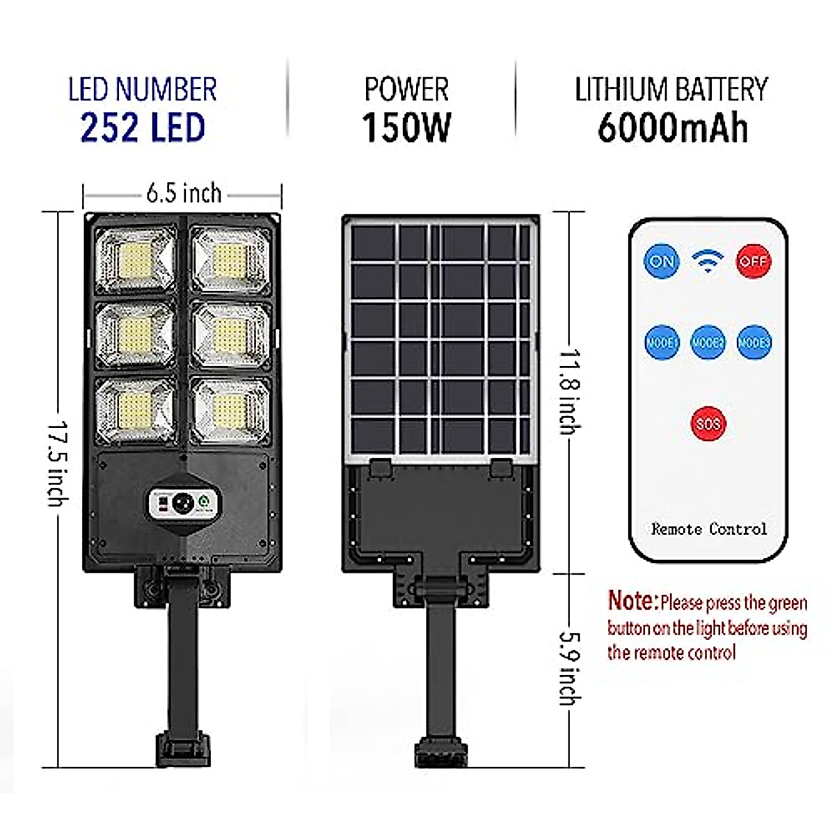 TAAVOP Solar Street Light, 150W LED Solar Flood Lights Outdoor Motion Sensor with Remote Control, 8000LM 3 Modes Solar Lights for Outside, Solar Security Lamp for Parking Lot, Garden, IP65 Waterproof