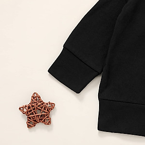 Happy Town Fall Outfits for Toddler Girl Boy Long Sleeve Top and Long Pants Set Toddler Sweatsuits (Solid Color Black, 3-4 T)