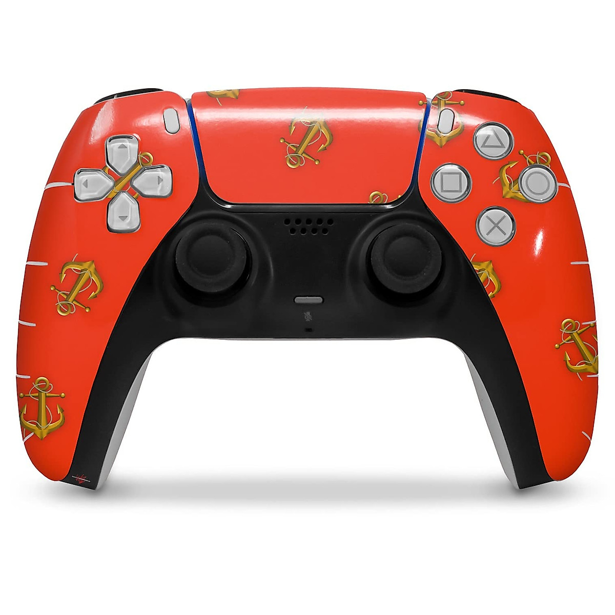 WraptorSkinz Skin Wrap compatible with Sony PS5 DualSense Controller Anchors Away Red (CONTROLLER NOT INCLUDED)