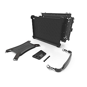 MobileDemand Ultra Rugged Case for iPad 10.2 – Briefcase Handle, Back Hand Strap – Lightning Port Cover – Shock Absorbing Rubber Bumpers, Fully Protective Case – Black – Heavy Duty Tablet Case