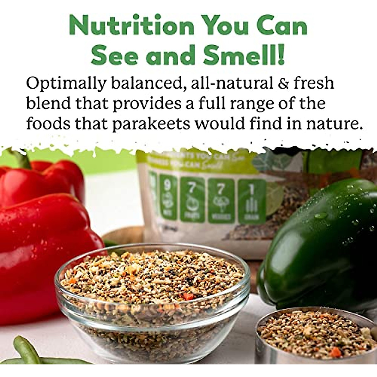 Dr. Harvey's Our Best Parakeet Food, Wholesome Seeds, Nuts, Fruits, and Vegetables Bird Feed for Budgies and Parakeets