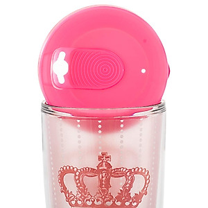 Signature Tumblers Yas Queen Wrap on Clear 16 Ounce Double-Walled Travel Tumbler Mug with Fuchsia Easy Sip Lid
