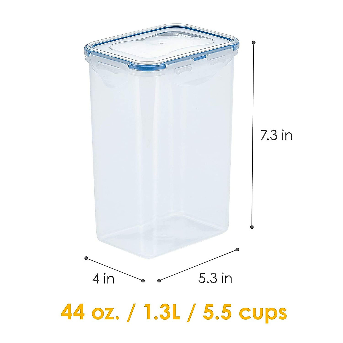 LocknLock Easy Essentials Pantry Rectangular Food Storage Container, 5.5 Cup - Clear