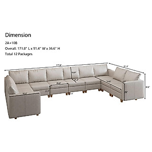 EASE MOOSE Large Sectional Sofa U Shaped Sectional Couch with Storage, Faux Leather Modular Sofa Convertible Sleeper Sofa with Reversible Chaises, Whitesand