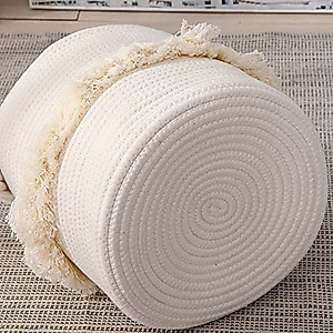 Cotton rope storage basket, woven storage basket, circular miscellaneous storage box, cotton thread with handle, dirty clothes basket, toy basket decoration, cotton rope basket