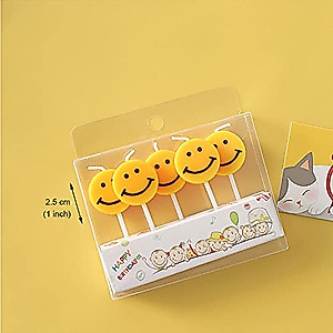5 Pcs Smiley Face Birthday Candles, Smile Expression Candles, Birthday Cake Decorations