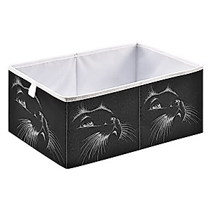 CaTaKu Black Cat Cute Cube Storage Bins for Organization, Rectangular Fabric Storage Cubes Storage Bins for Cube Organizer Foldable Storage Baskets for Shelves Living Room