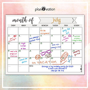 Magnetic Dry Erase Refrigerator Calendar by planOvation | Large Calendar Whiteboard Monthly Planner Magnet. (Grey)
