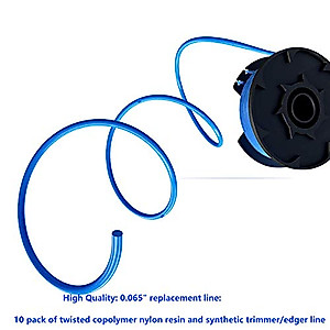 LEIMO KPARTS 0.065 String Trimmer Spool Line for Ryobi One+ AC14RL3A , 0.065" Autofeed Replacement Spools for Ryobi 18V, 24V, and 40V Cordless Trimmers (10 Pack)