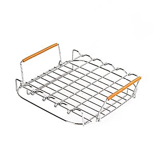 Bottone Stainless Steel Air Fryer Basket Barbecue Grill Holder Dehydrator Racks for Grill Fries Bacon Chicken Oven Press Cooker Air Fryer Square Grill Holder Basket Multiple Cooking Kitchen Appliance