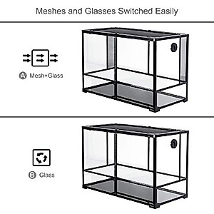 REPTI ZOO 67 Gallon Reptile Terrarium Reptile Large Glass Tank 2 in 1 Side TOP Screens Crested Gecko Tank Double Hinge Door Tortoise Tank Reptile Terrarium Lizard Tank Tree Frog Terrarium