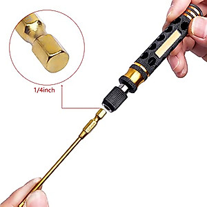 Hobbyfire Titanium 1/4" Drive RC Hex Driver Bit Set 1.27mm 1.5mm 2.0mm 2.5mm 3.0mm Allen Wrench Keys Compatible with Electric Drills Impact Drill (5-Pack)