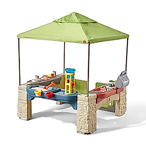 Step2 All Around Playtime Patio with Canopy Playset – Shaded Outdoor Playhouse for Kids with Realistic, Interactive Features, Room for Multiple Toddlers to Play – Dimensions: 60" H x 47.5" W x 47.5" D