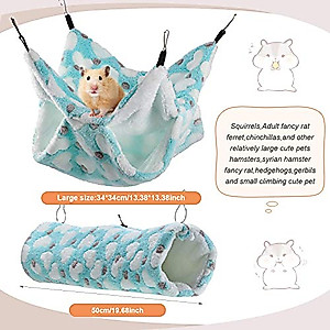 2 Pieces Small Pet Cage Hammock Hanging Tunnel for Small Animals Hanging Bed Cage Guinea Hammock Cage Accessories for Ferret Rat Chincilla Hammock Sleeper Cage Accessories Set (Green, Heart)