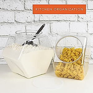 DilaBee Plastic Candy Jars for Candy Buffet, Candy Jars with Lids, Clear Cookie Jars for Kitchen Counter, Candy Dishes for Candy Buffet with Airtight Lid, Candy Bar Containers Set - Hexagonal Jars with Labels [129 Oz, Pack of 2] - Food Grade BPA-Free