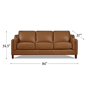 Hydeline Bella Top Grain Leather Sofa Couch, 84", Cognac - Feather Down, Memory Foam and Springs Seating
