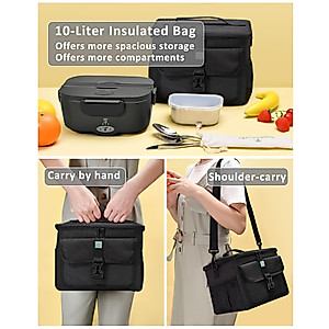 STN Heated Lunch Boxes For Adults,Efficient Electric Lunch Box Set with Removable 304 SS Container (1.5L+ 0.45L),10L Insulated Bags,Big Cutlery Set for 12v 24v 110v