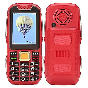 2G Unlocked 2.8in HD Screen Senior Cellphone with Flashlight, Cell Phone, 3D Big Button Big Font Dual Card 1.3 MP Camera Easy to Use 32MB, 64MB Senior Mobile Phone (Red)