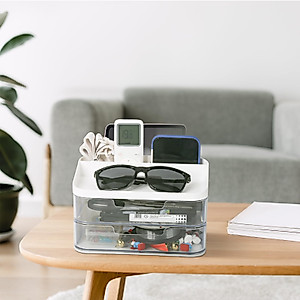 DOCMON Desk Organizer with 2 Drawers, Cute Pen Pencil Holder for Desk, Makeup Brush Holder Organizer for Vanity Home Office School