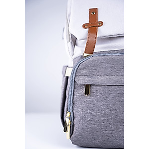 EVE'S BABY Diaper Backpack – Multifunctional Diaper Bag Organizer for Newborn Essentials – Convenient Pockets and Adjustable Straps – Fits Newborn Essentials, Clothes – Stylish Grey and Beige