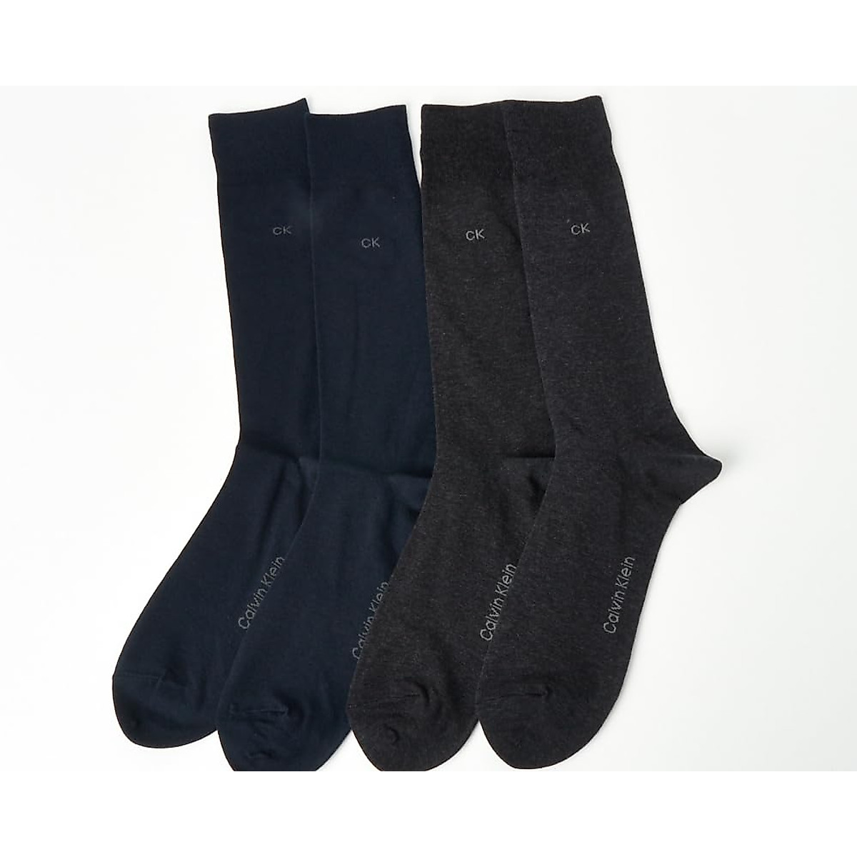 Calvin Klein Men's Dress Socks - 8 Pack Breathable Cotton Mid Crew Socks - Casual Long Work Socks for Men (Sizes 7-12), Size 7-12, Greynavy