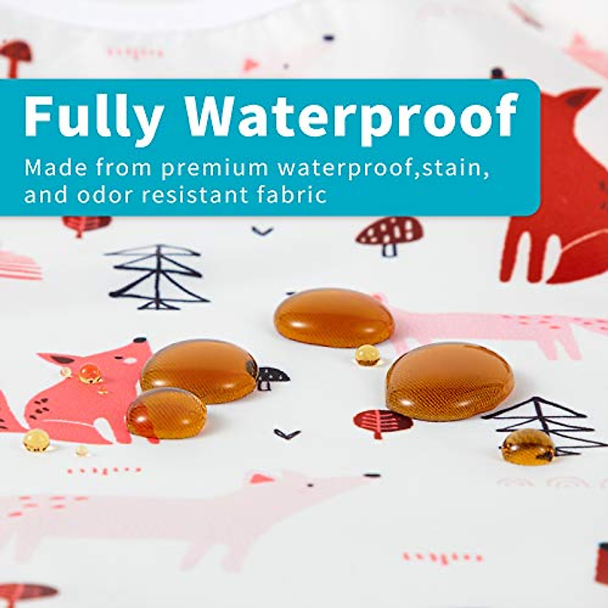 2 Pcs Long Sleeved Bib Set | Baby Waterproof Bibs with Pocket Bundle | Toddler Bib with Sleeves and Crumb Catcher | Play Smock Apron | 6-24 Months