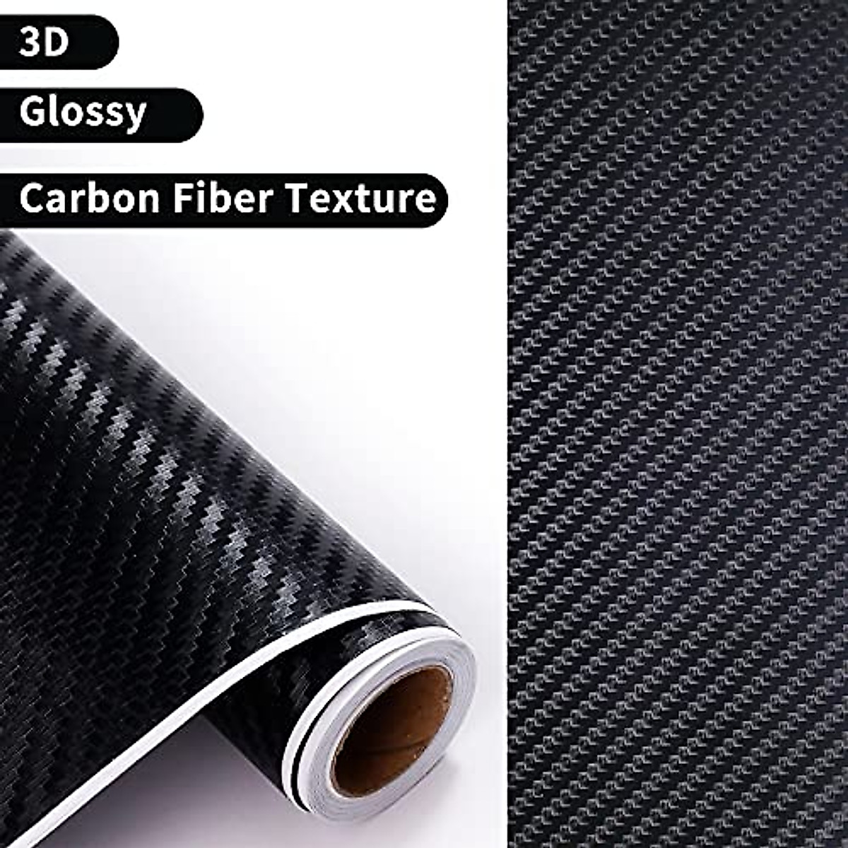 HTVRONT Black Carbon Fiber Vinyl Wrap, 1.5FT x 5FT 3D Carbon Fiber Wrap for Cars, Matte Black Automotive Vinyl Wraps