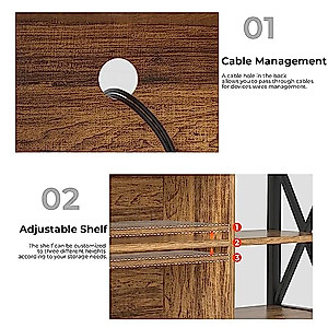 GreenForest TV Stand for TV up to 55 inches Entertainment Center with 6 Storage Cabinet for Living Room, 47 inch Television Stands Console Table, Walnut