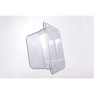 Hakka 1/6 Size Polycarbonate Food Pans,2.5"Deep Clear Steel Steam Table Pans Commercial Gastronorm Catering Food Containers for Restaurant, Hotel, Buffet,Party - Pack of 6
