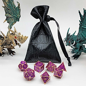 ZECIDOT DND Dice Set D&D Dungeons and Dragons Metal Polyhedral Table Games Dice Accessories Gifts of 7 Pathfinder Shadowrun Roleplaying MTG RPG Multi Sided Giant Large Dice (red Copper Purple)