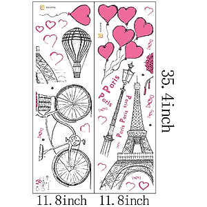 CIWEI Paris Wall Stickers- Eiffel Tower Wall Decal- Paris Wall Decor for Girl Bedroom Living Room Paris Themed Party Decoration 23.6 × 35.4 Inch