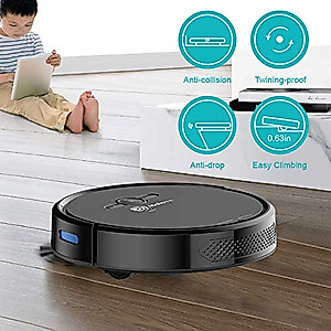 Holove Robot Vacuum Cleaner and Dry Mopping Sweeper, Slim D2 WiFi 1800PA Strong Suction with Automatic Self-Charging, Robotic Vacuum Cleaner for Pet Hair, Hard Floor and Low Pile Carpet