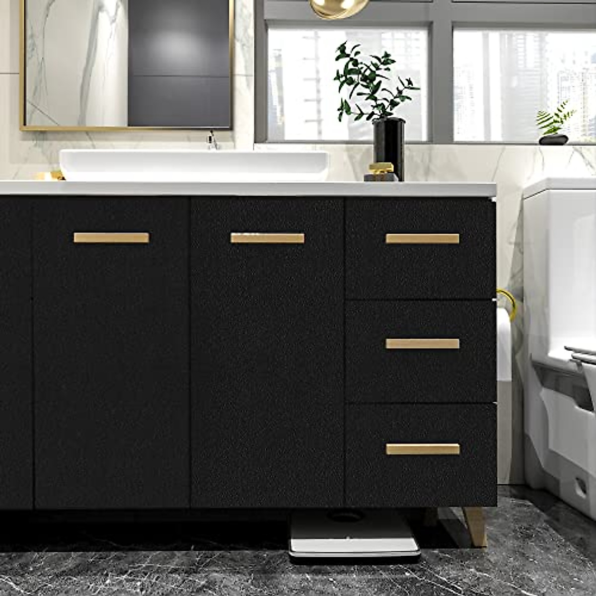 Black Contact Paper Peel and Stick Wallpaper for Bedroom Contact Paper for Cabinets Removable Wallpaper Self Adhesive Solid Black Wallpaper for Bathroom Waterproof Wall Covering Shelf Liner17.3 x78.7