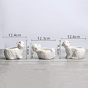 Cabilock Cactus Pot 2pcs Ceramic s Decorative Flowerpot Sheep Plants Decorative Succulent Pot Plant Flower Pot Small White Flowers Indoor Ceramic Bonsai Pots