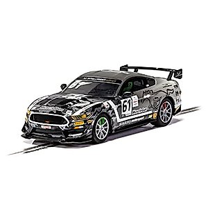 Scalextric Ford Mustang GT4 Academy Motorsport 1:32 Slot Race Car C4221, Black & Gray