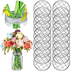 Mason Jar Flower Insert Lid Insert Metal Flower Lid Insert Flower Organizer Lid Insert with Square Grids for Regular Mouth Mason Canning Jars (8)