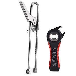 Quian 45 Jar Opener, Drink Opener, Bottle Opener, Adjustable Stainless Steel Can Opener and 5 in 1 Multifunctional Can Opener, Suitable for Elderly, Children, Women (2 packs) (Jar Opener-red)
