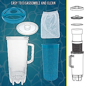 U.S. Pool Supply Professional in-line Pool Leaf Canister with Large Plastic Mesh Basket & Mesh Bag - Fits 1-1/2” Swimming Pool Cleaner Vacuum Hose Sections - Skims Leaves, Prevents Filter Clogging