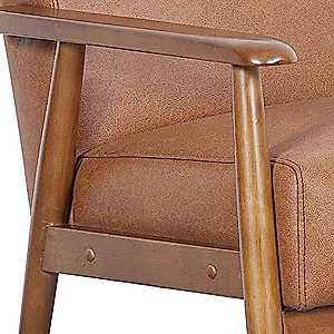 Pulaski DS-D030003-329 Wood Frame Faux Leather Accent Chair, 25.38" x 28.0" x 30.5", Cognac Brown