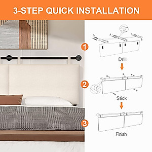 BSHOMGI King Headboard Wall Mounted Headboard King for Bed with Linen Upholstery and Button Tufted Hanging Headboard for Bedroom hanksgiving Day, Christmas for Family(Beige, King)