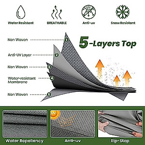 XGear Windproof Upgraded 33' - 35' RV Cover Travel Trailer Cover, Extra-Thick 5 Layers Anti-UV Top, Rip-Stop with 2PCS Extra Straps