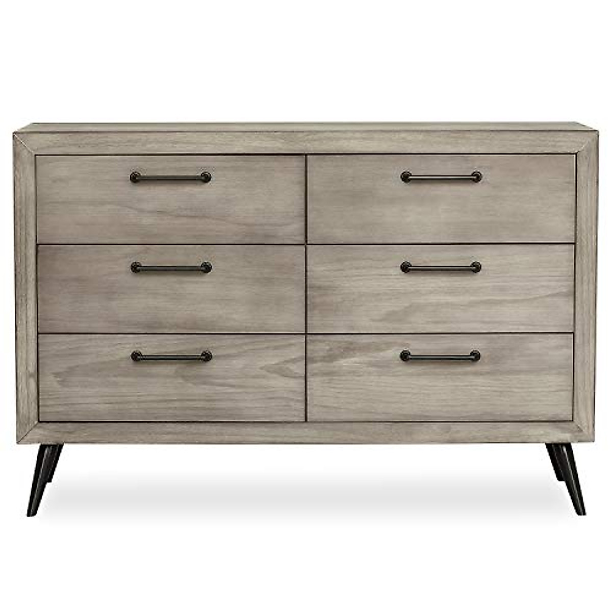 Evolur Stilnovo Mid Century Double-Dresser, Windsor Oak Grey, 52x18x35 Inch (Pack of 1) & Stilnovo Mid Century 4-in-1 Convertible Crib in Windsor Oak Grey, 56x30.25x47 Inch (Pack of 1)
