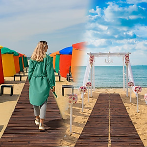 Dragosum 8FT Garden Pathway Wooden Walkway, Outdoor Path Straight Walkway Roll Out Plow and Hearth Wooden Walkway, Decorative Lawn Patio Pavers Boardwalk Beach Wedding Party (Straight)