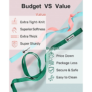 Tumaz Stretching Strap - 10 Loops & Non-Elastic Yoga Strap [Budget Version]- The Perfect Home Workout Stretch Strap for Physical Therapy, Yoga, Pilates, Flexibility - [Included E-book, Extra Durable]