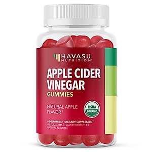 Organic Apple Cider Vinegar Gummies | ACV Gummies to Support Digestive Health and Gut Flora for Digestion | Natural Apple Flavor | 60 Organic, Vegan, and Non-GMO Apple Cider Vinegar Gummies