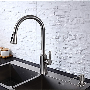 GAGALIFE Soap Dispenser for Kitchen Sink (Brushed Nickel) and Extension Tube Kit, Complete Brass Head, 40" Silicone Tube Connect to The Soap Bottle Directly, Say Goodbye to Frequent Refills