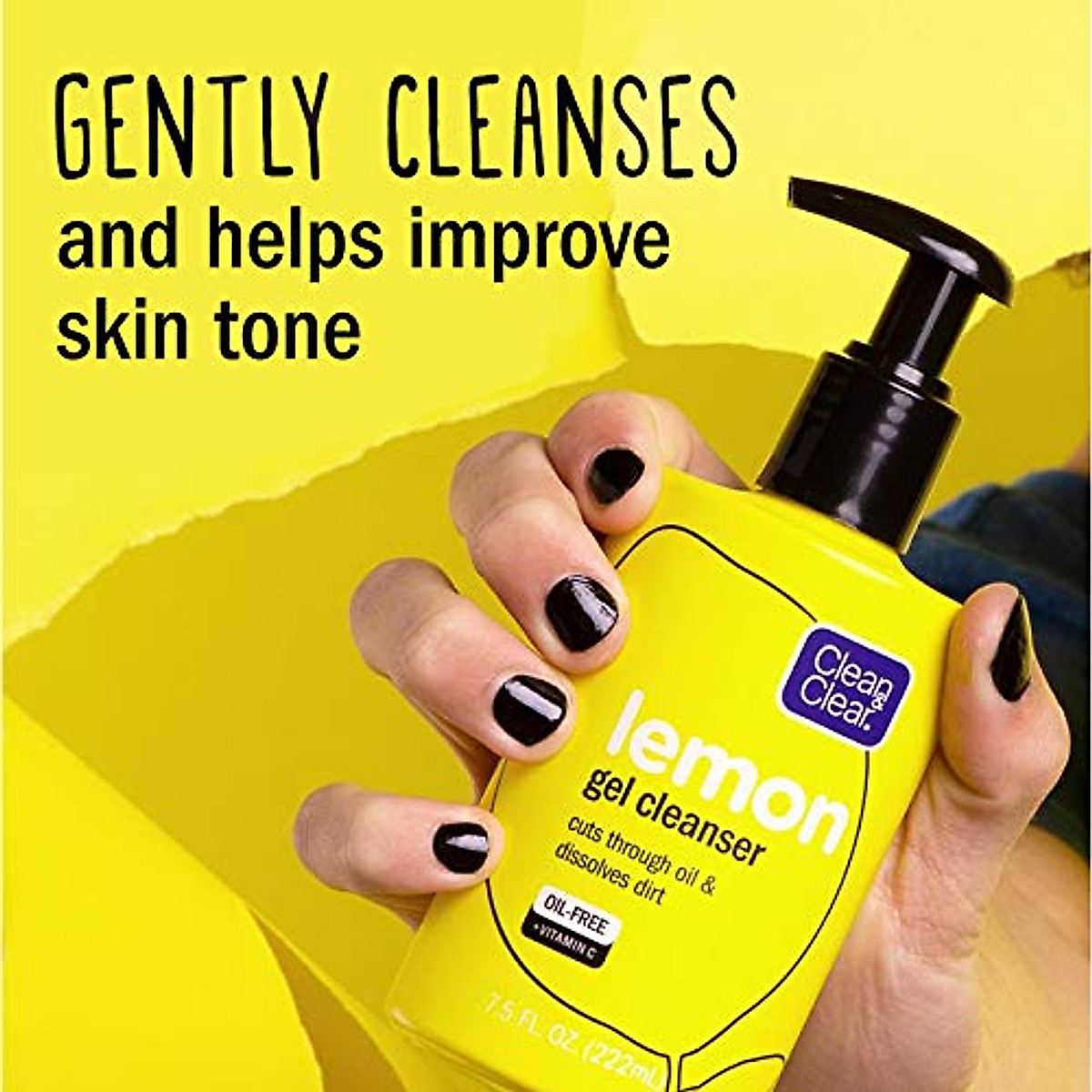 Clean & Clear Brightening Gel Facial Cleanser with Vitamin C, Lemon Extract & Glycerin, Oil-Free Daily Cleansing Face Wash Gel to Brighten Skin, Cleanse Oil & Dissolve Dirt, 7.5 oz