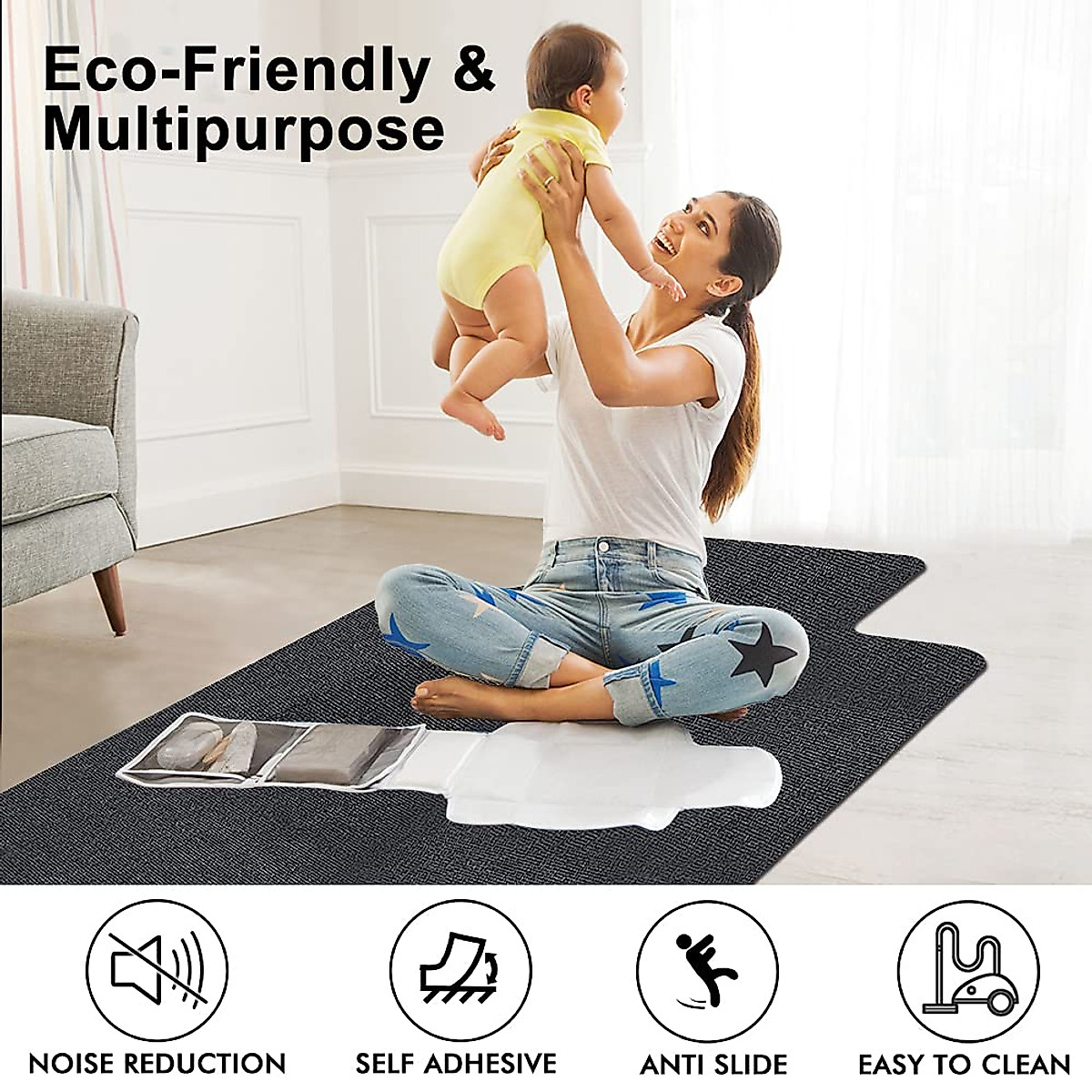 Chair Mat for Hardwood & Tile Floors,Office Computer Desk Mat Rolling Chair Mats,Low Plush Carpet Cushion,47" 36" Non-Slip Rugs Protect Home Offices Floors