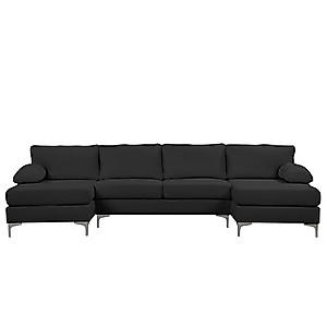 Casa Andrea Milano Luxury Modern Large Boucle U-Shape Sectional Sofa, Double Extra Wide Chaise Lounge Couch