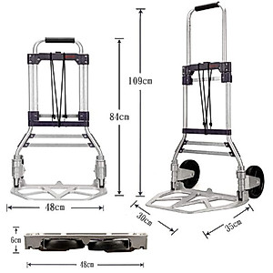 Folding Hand Truck, Hand Truck, Dolly, 2 Wheel-Roate Load Bearing 120 Kg Telescopic Construction Utility Cart Luggage Ideal for Personal, Travel, Moving And Office Use